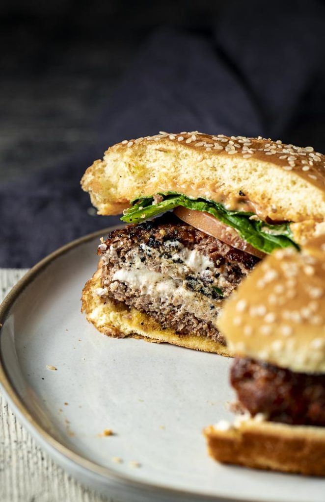 Bison Burger Recipe with Creamy Goat Cheese